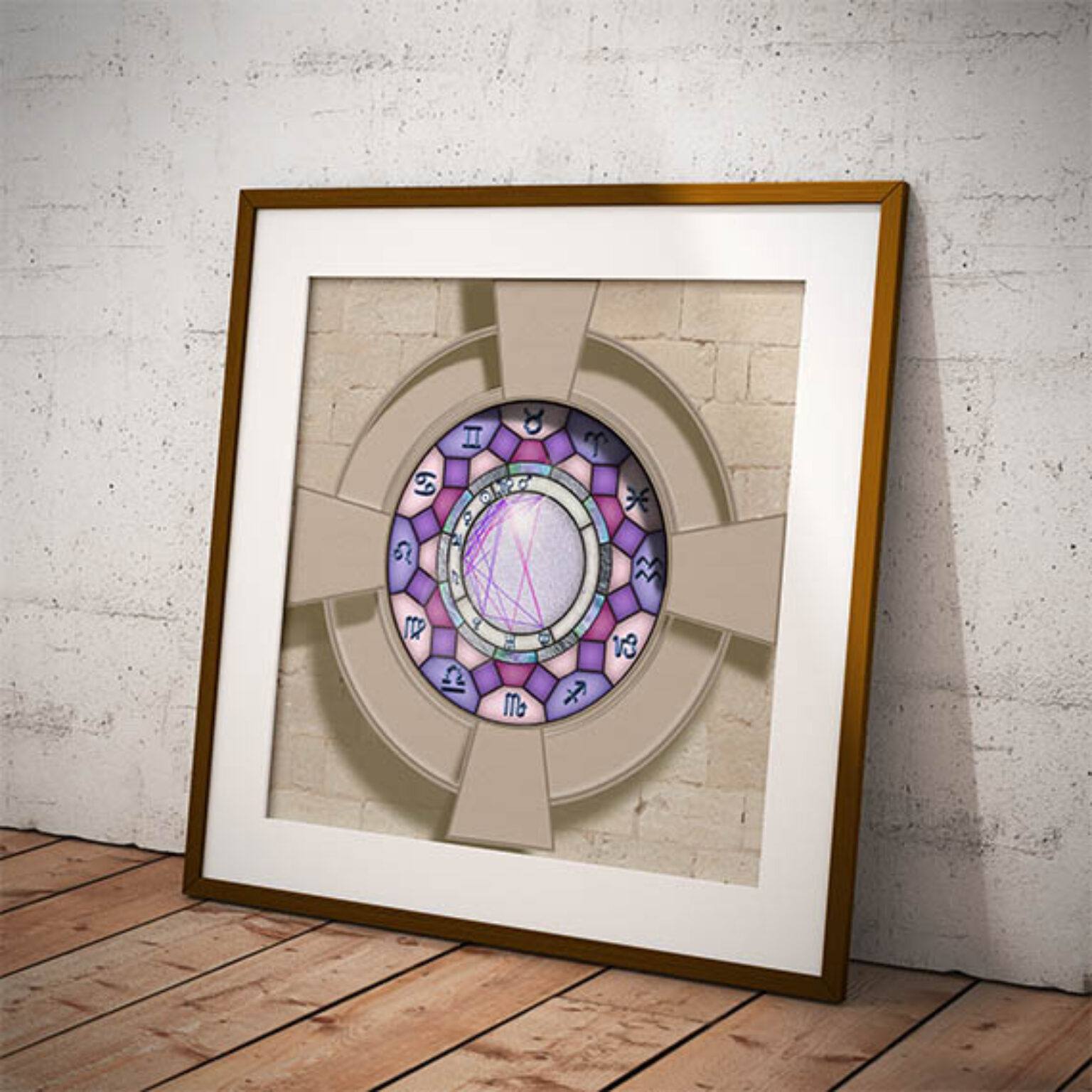 Deluxe Stained Glass Effect Rose Window Astrology Chart - Customisable ...