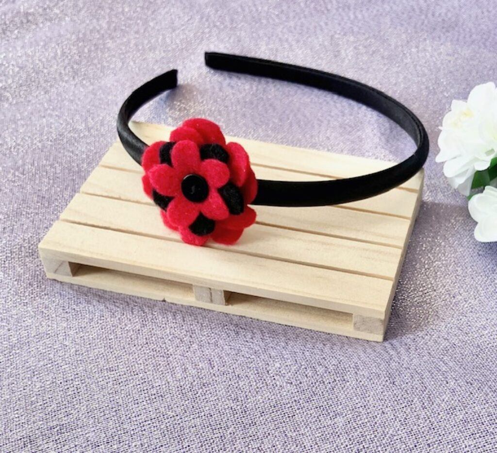 Red & Black Flower Headband - Mightie Makers